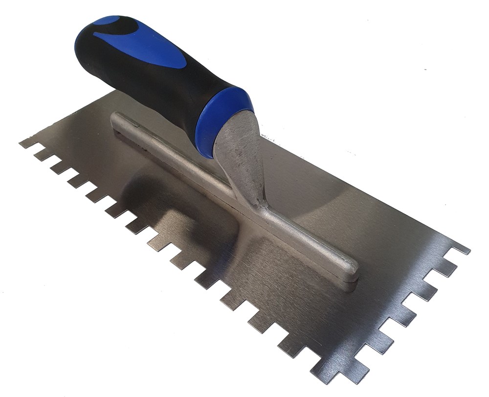 Bright Steel Trowel - 12mm Notch - Soft Grip - Tilers Direct ...